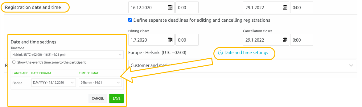 Date And Time Format Lyyti