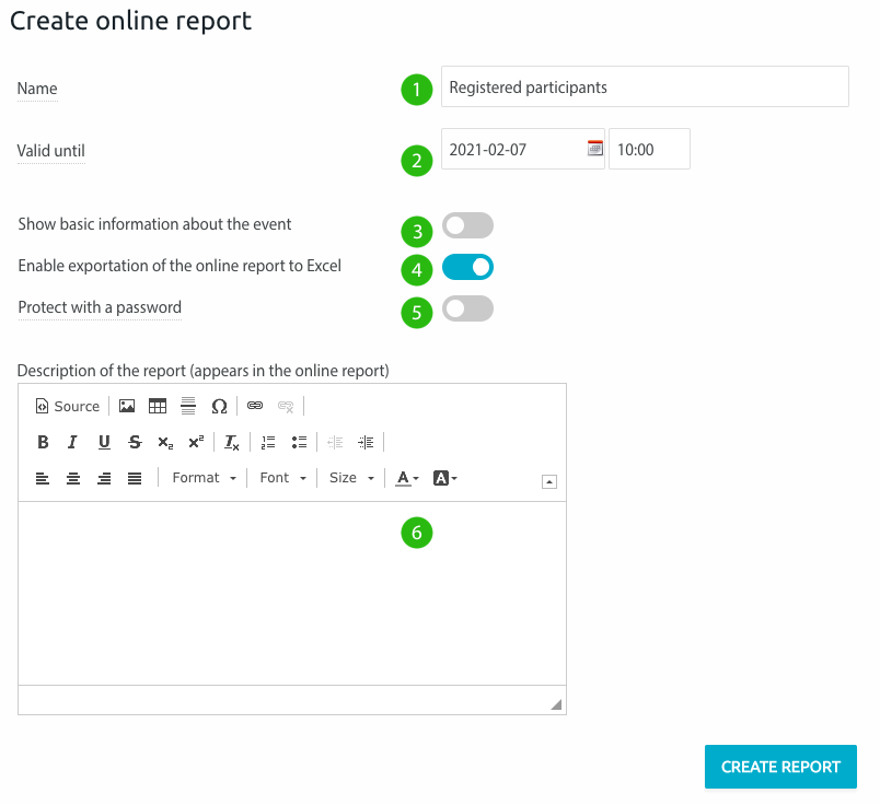 Create a participant report / online report – Lyyti